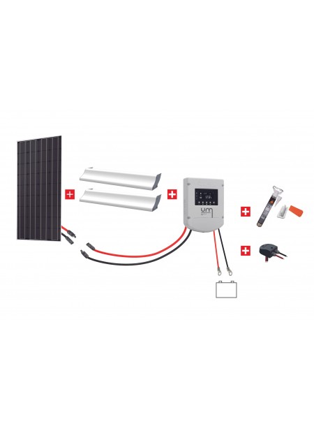 Kit solaire 12V 100Wc UNITECK pour camping-car / van avec Panneau solaire- Régulateur de charge ...