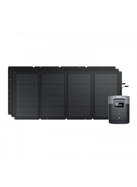 PACK ECOFLOW DELTA 2 MAX 2400W Station d'énergie 220V solaire LiFePO4 portable + 3 Panneaux ...